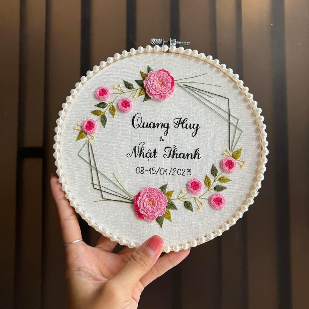 Hand Embroidered Wood Hoop, Custom Embroidered Hoop Art, Name Hoop Art ...