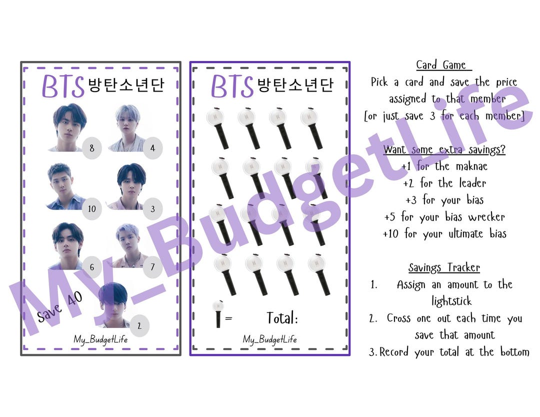 PDF BTS Savings Tracker 1 - Kpop Box Add-on - Etsy