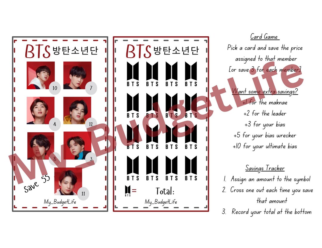 PDF BTS Savings Tracker 2 - Kpop Box Add-on - Etsy