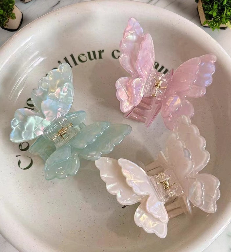 Angel Wings Hair Claw Clips Blue, Purple, Pink, and Transparent Elegant ...