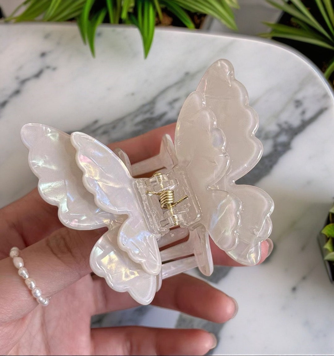 Angel Wings Hair Claw Clips Blue, Purple, Pink, and Transparent Elegant ...