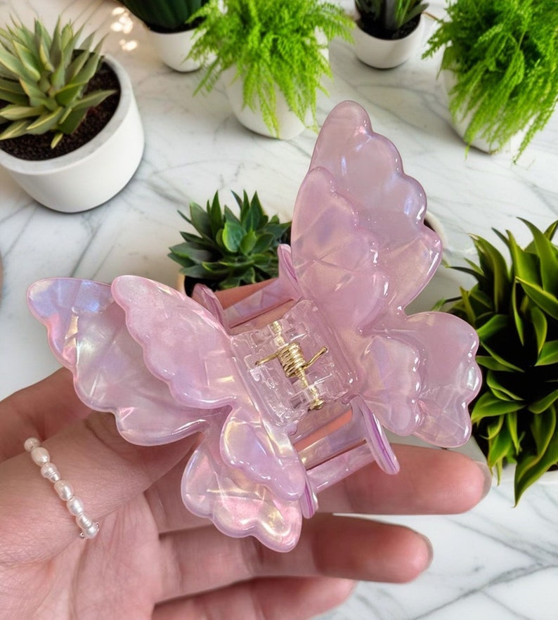 Angel Wings Hair Claw Clips Blue, Purple, Pink, and Transparent Elegant ...