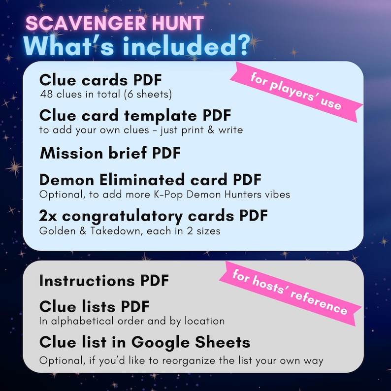 Kpop Demon Hunters Party Bundle 2-in-1: Scavenger Hunt + Emoji Game ...