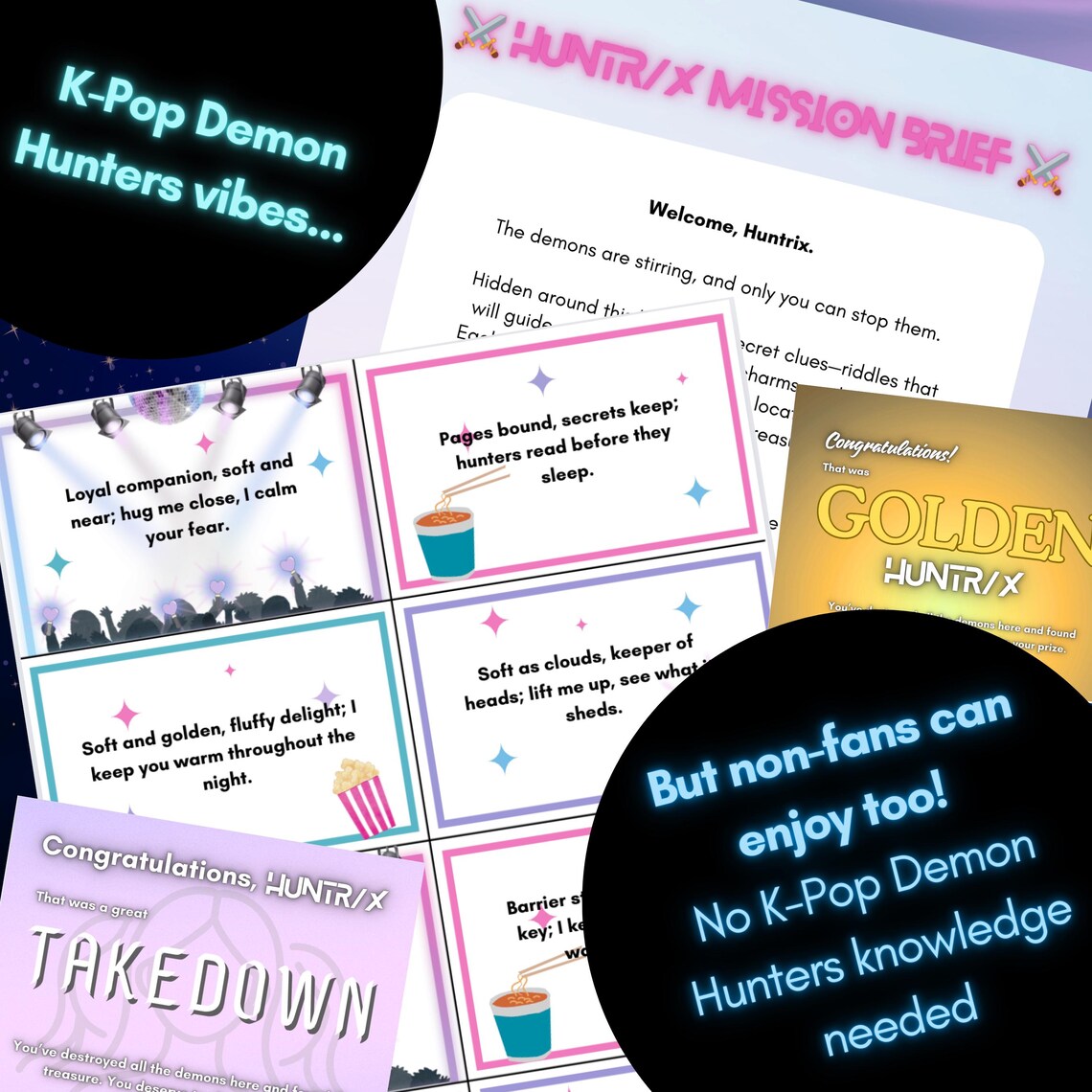 Kpop Demon Hunters Themed Scavenger Hunt - Printable Party Game With 48 ...