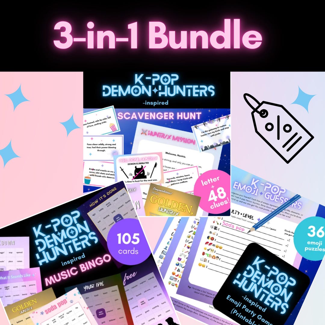 Kpop Demon Hunters Party Bundle 3-in-1: Music Bingo + Scavenger Hunt ...