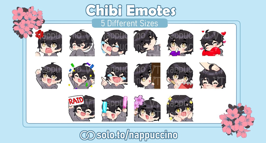 Cute Chibi Boy Twitch Kick Discord Emote Pack | Gaming | Streaming ...