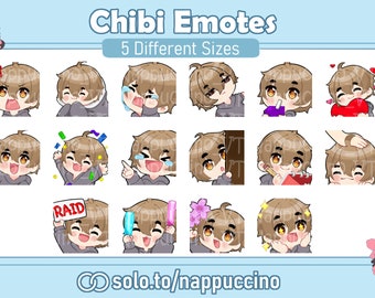 Cute Chibi Boy Twitch Kick Discord Emote Pack Gaming Streaming Streamer ...