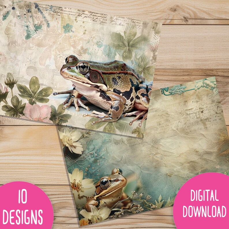 Vintage Frogs Junk Journal Digital Paper Pack, Instant Download Vintage ...