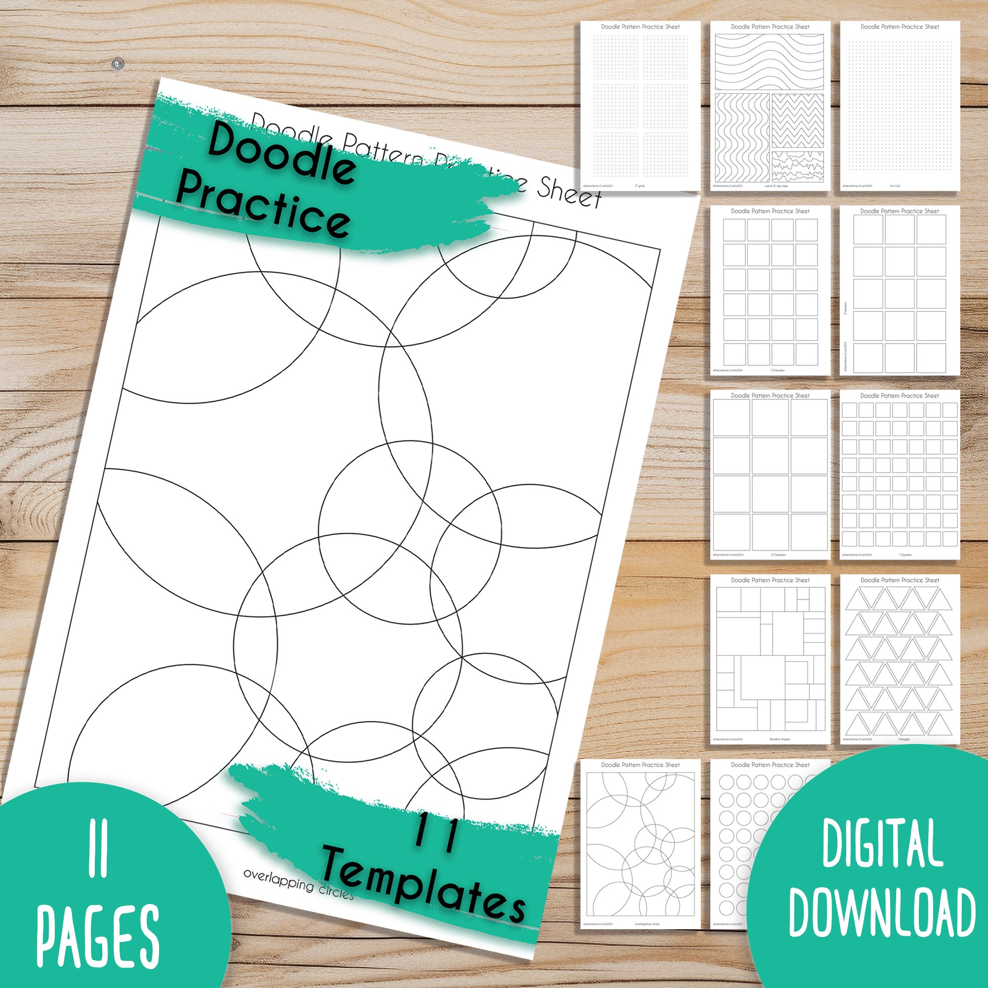 11 Doodle Practice Templates Zen Doodles, A4 & Us Paper Size Templates ...