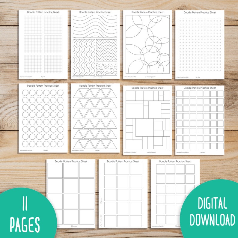 11 Doodle Practice Templates Zen Doodles, A4 & Us Paper Size Templates ...