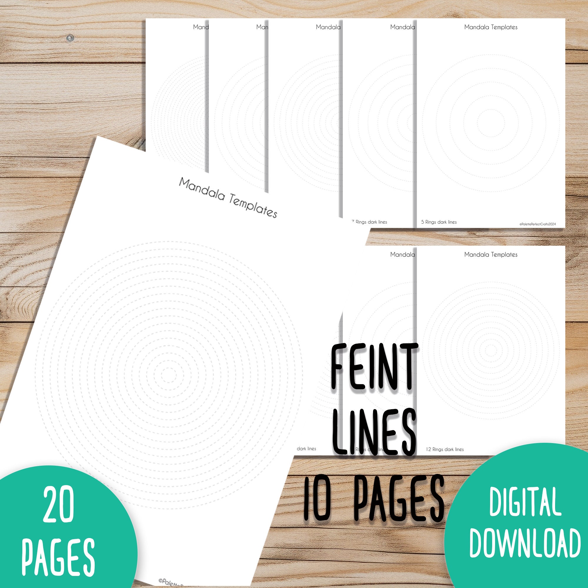 20 Mandala Grid Templates Ring Mandalas, Dark and Feint Line Templates ...