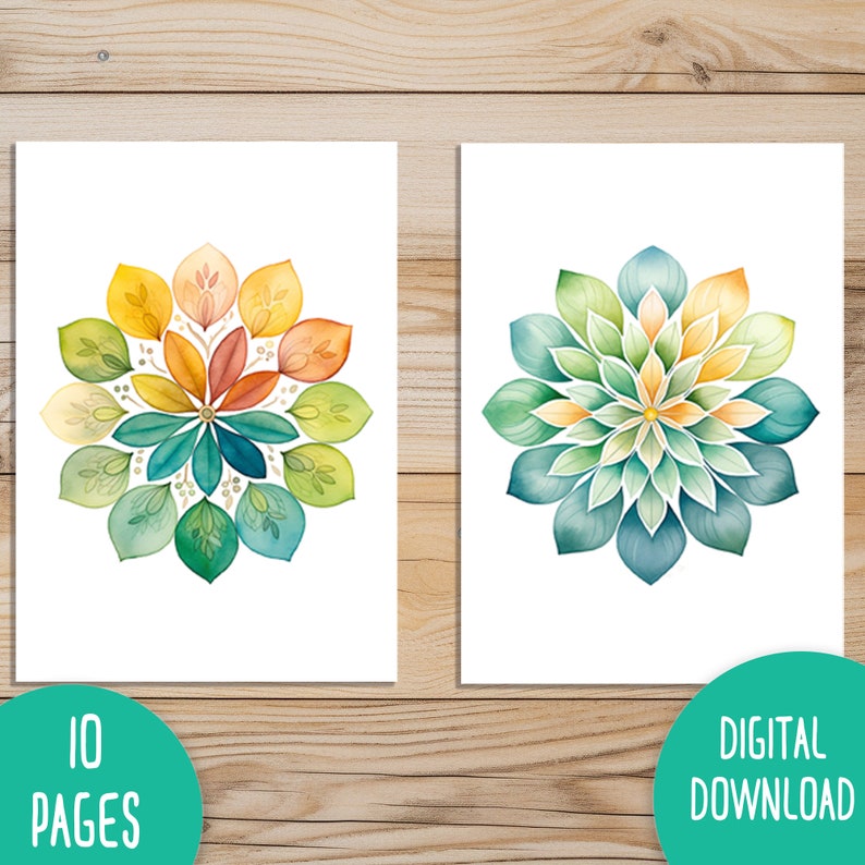 Rainbow Mandala Watercolour Reverse Colouring Pages, Instant Download ...