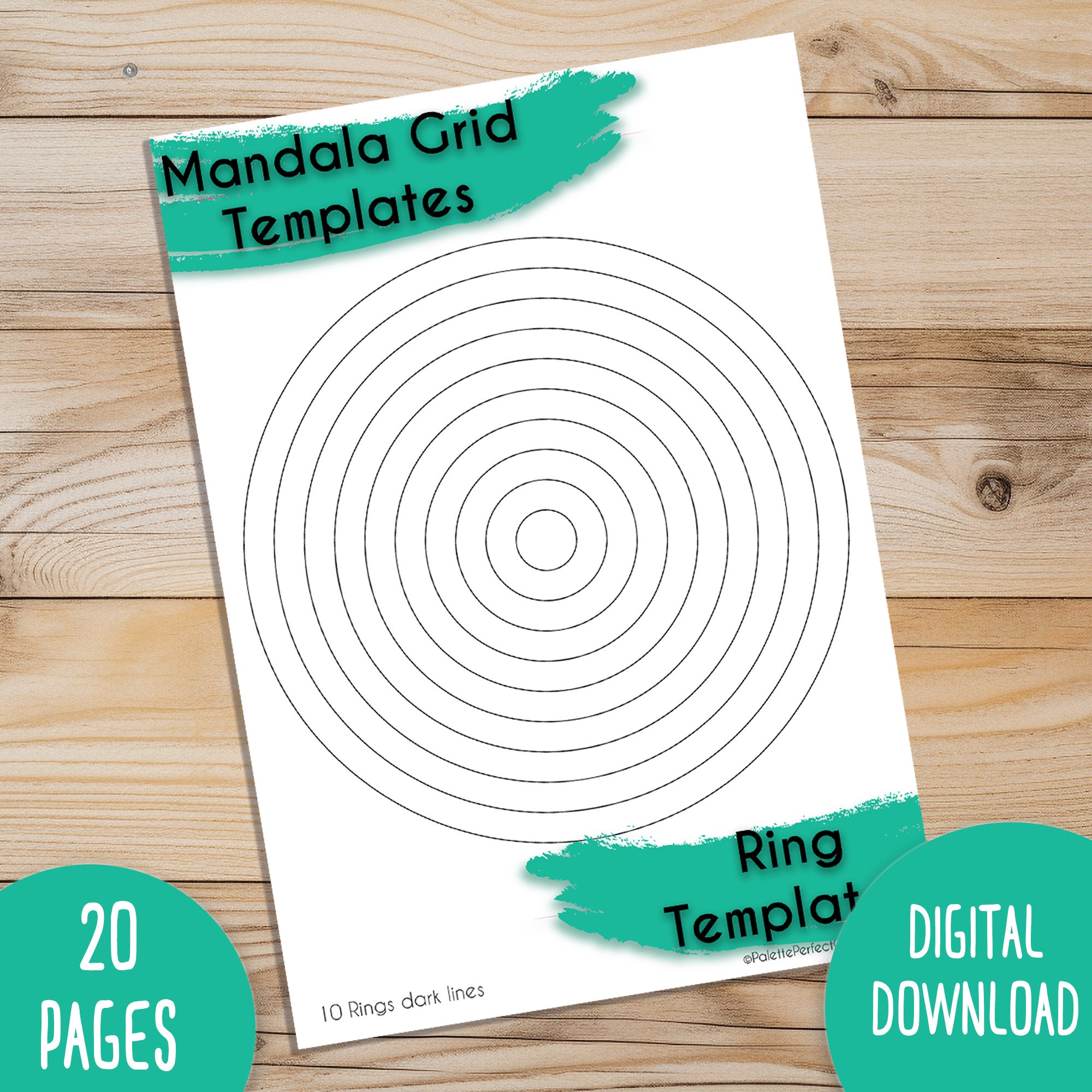 20 Mandala Grid Templates Ring Mandalas, Dark and Feint Line Templates ...