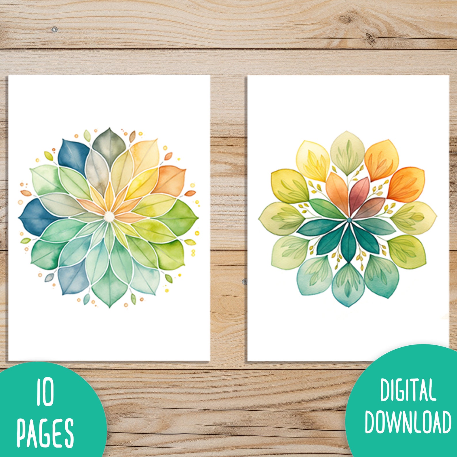 Rainbow Mandala Watercolour Reverse Colouring Pages, Instant Download ...
