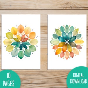 Rainbow Mandala Watercolour Reverse Colouring Pages, Instant Download ...