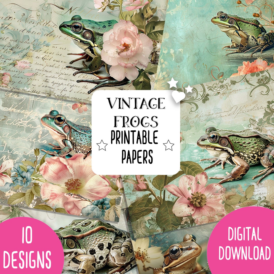 Vintage Frogs Junk Journal Digital Paper Pack, Instant Download Vintage ...