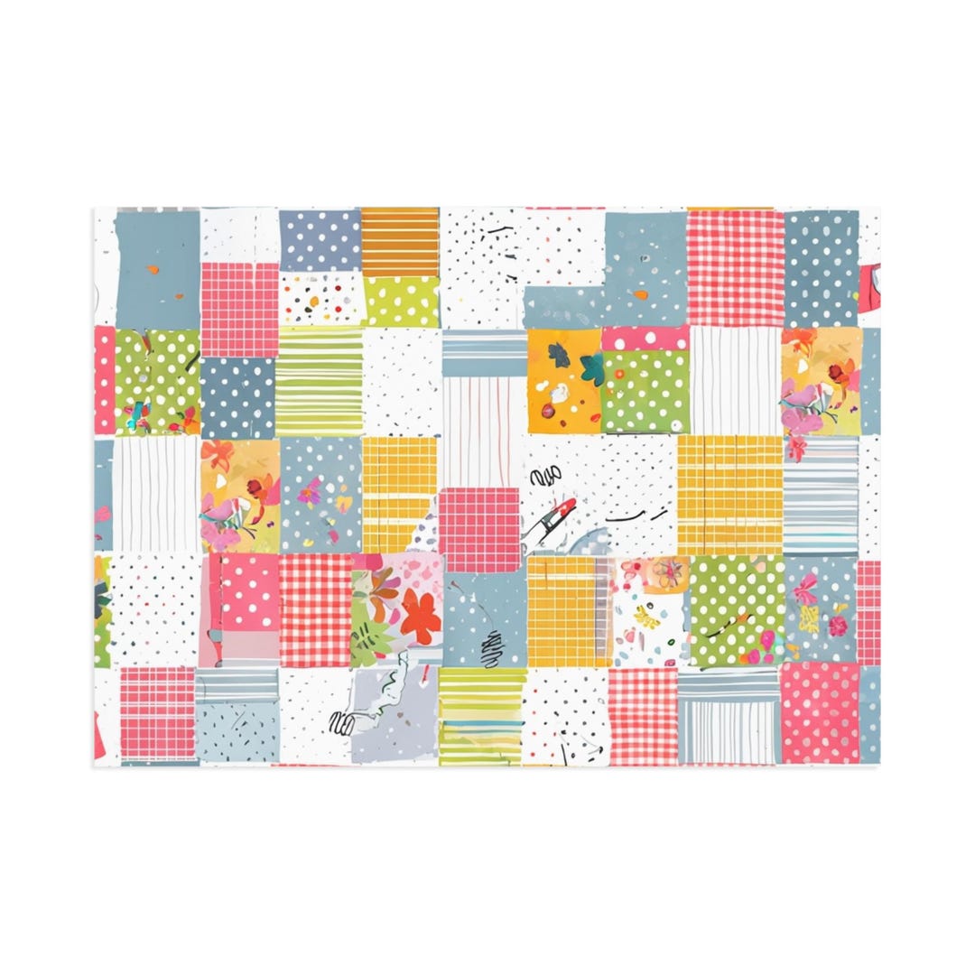 Colorful Patchwork Fine Art Postcards - Whimsical, Handmade Greeting ...