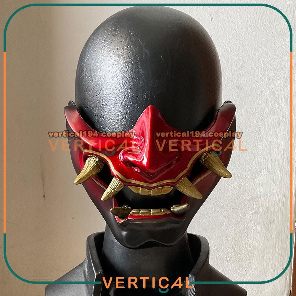 Oni Mask Menpo Hannya Ghost Japan Cosplay Monster Half Mask Tech Wear ...