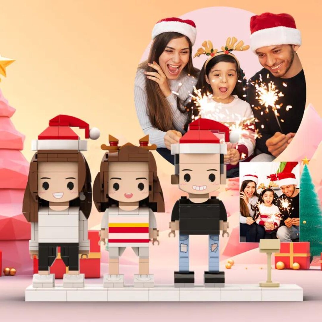 Customisable Full Body Brick Figures for Three People. Ideal Christmas ...