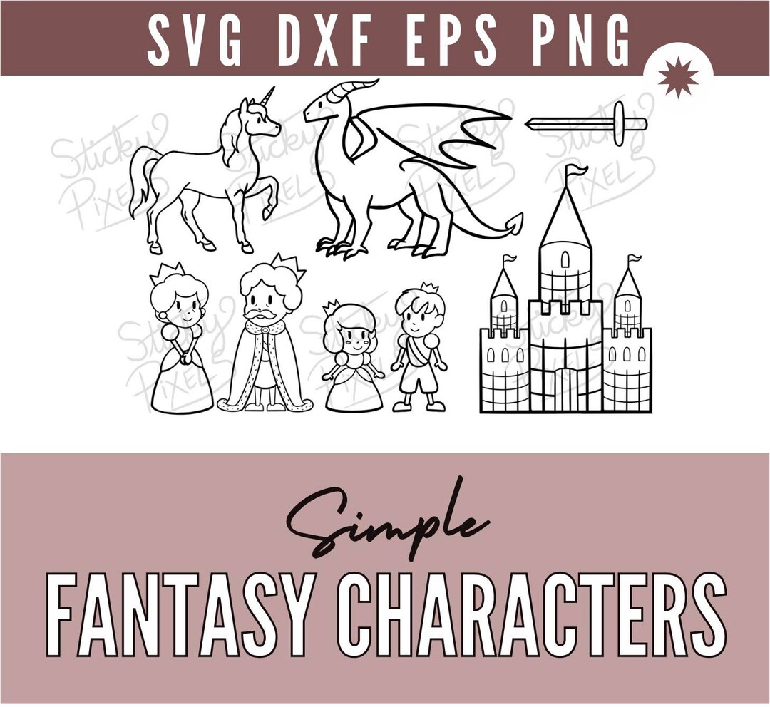 Cute Fantasy Characters DIGITAL DOWNLOAD - Svg, Png, Dxf, Eps, Fantasy ...