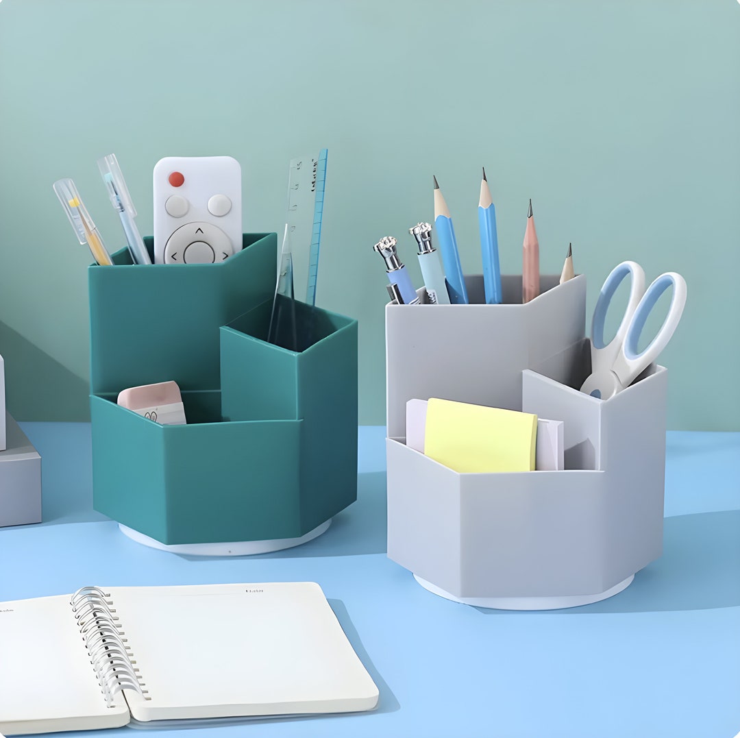 360 Hexagonal Desk Organiser 3D Printed: Large Capacity Pen Holder and ...