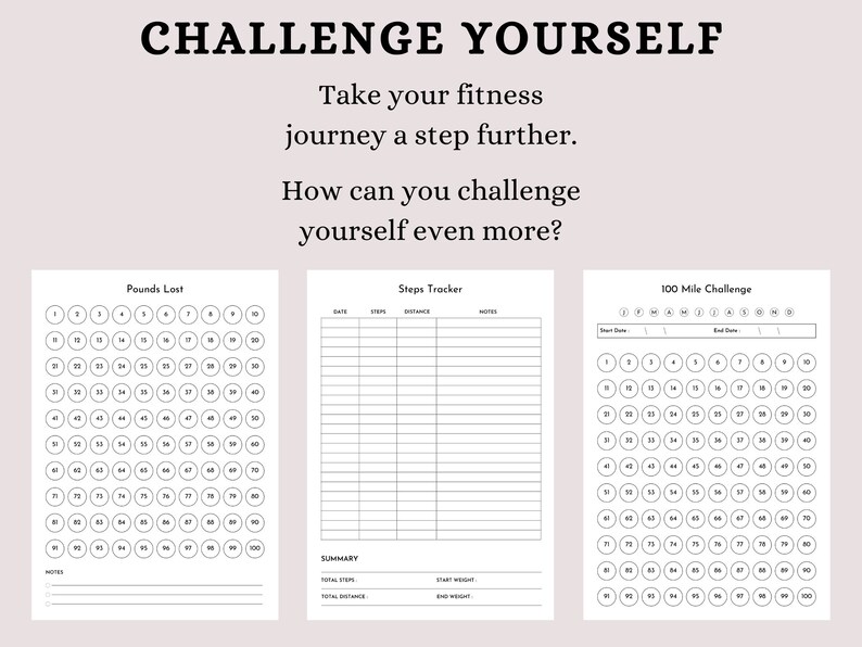 Printable Weight Loss & Fitness Tracker Digital Workout Planner Calorie ...