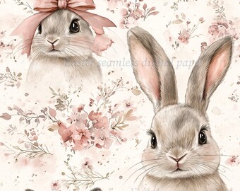 Seamless Easter Bunny Digital Paper – Pastel Colors, Cute Spring Patterns for Crafts and DIY ...