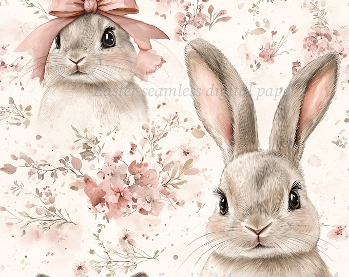 Seamless Easter Bunny Digital Paper – Pastel Colors, Cute Spring ...