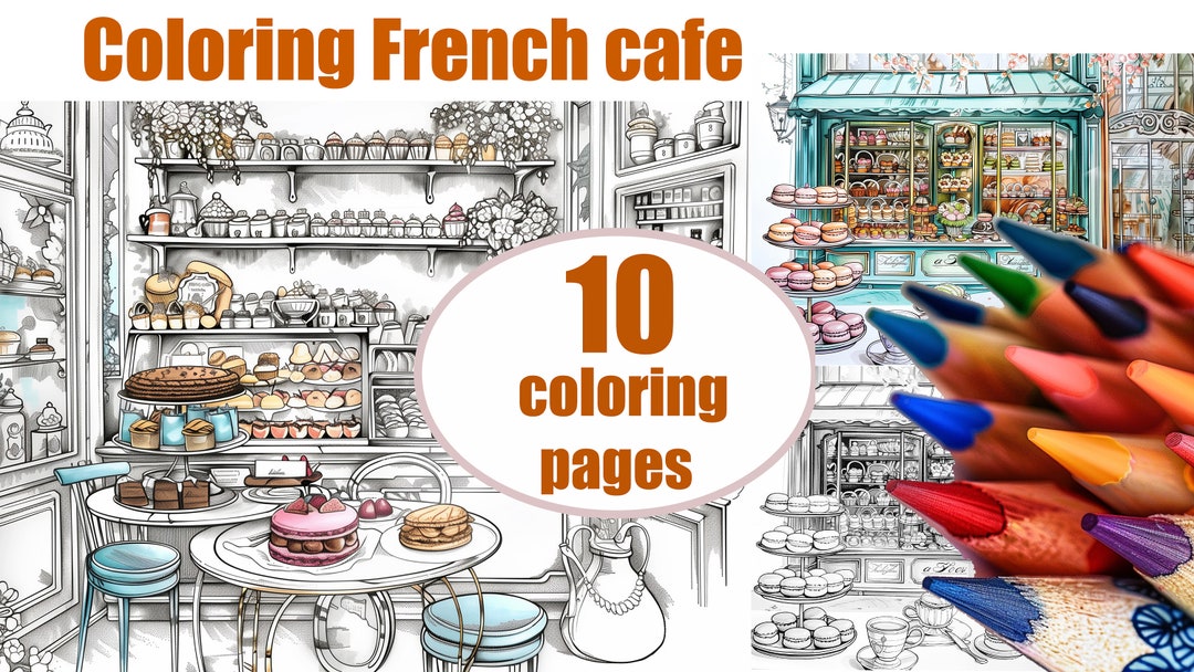 Coloring Pages Set "french Cafe" - Etsy