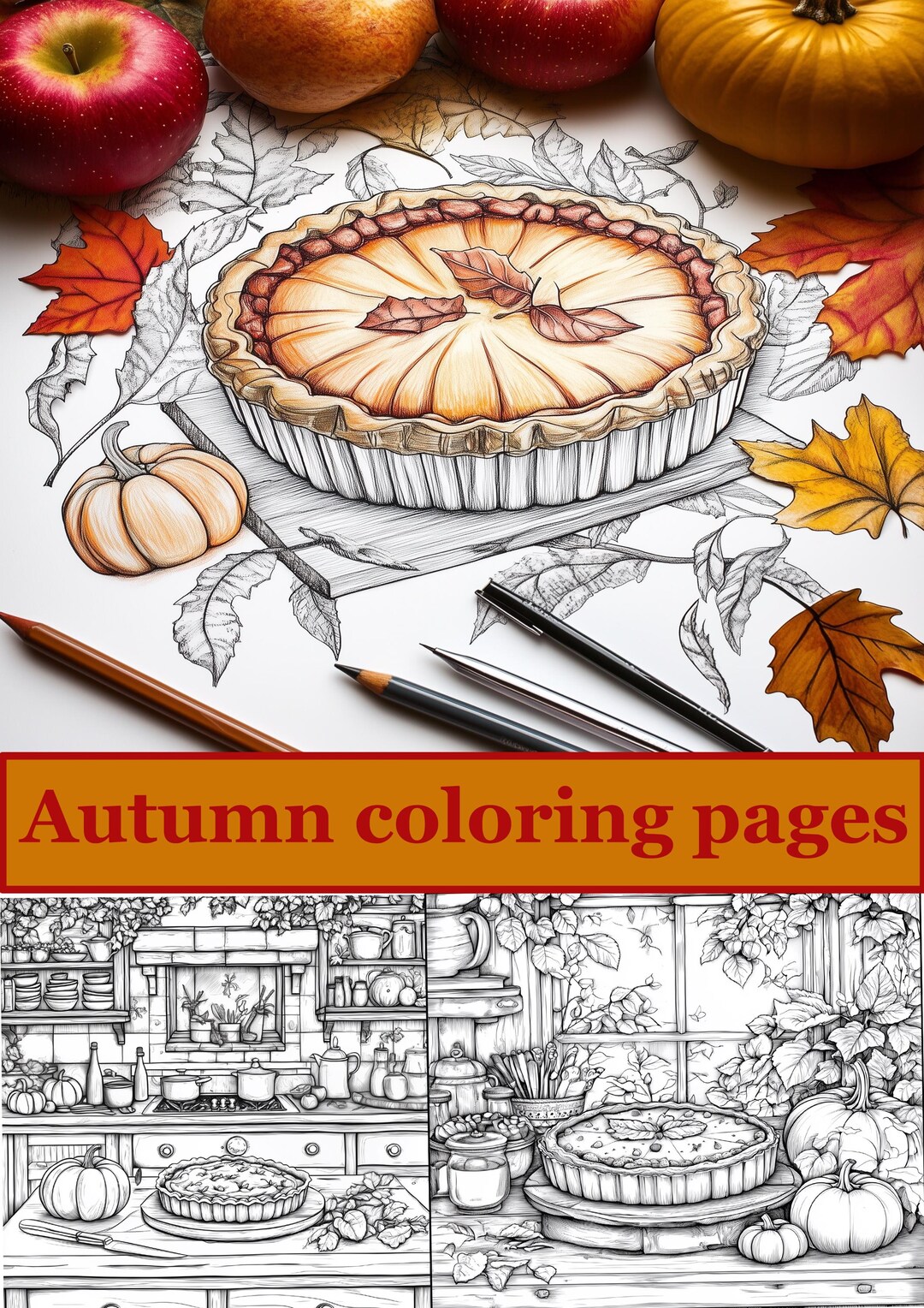 Autumn-themed Coloring Pages - Etsy