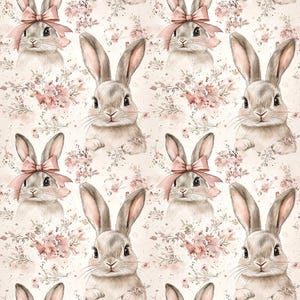 Seamless Easter Bunny Digital Paper Pastel Colors, Cute Spring Patterns ...