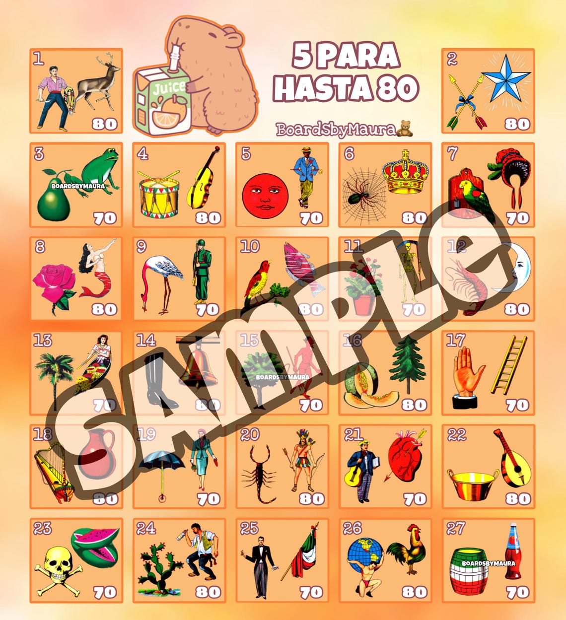 Duo Loteria Boards 27 Numbers - Etsy
