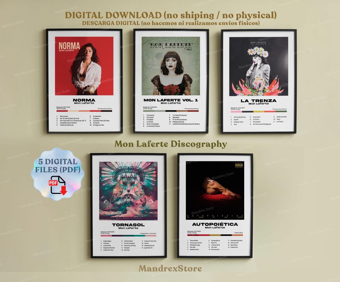 MON LAFERTE, (5x1) Digital Album Covers, A2 Digital Printable, Poster ...