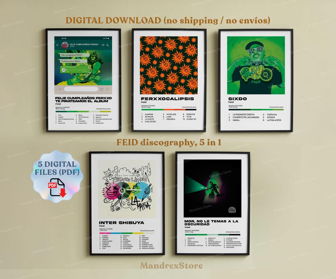 FEID, 5 Digital Album Covers, A2 Digital Printable Poster, Home Decor ...