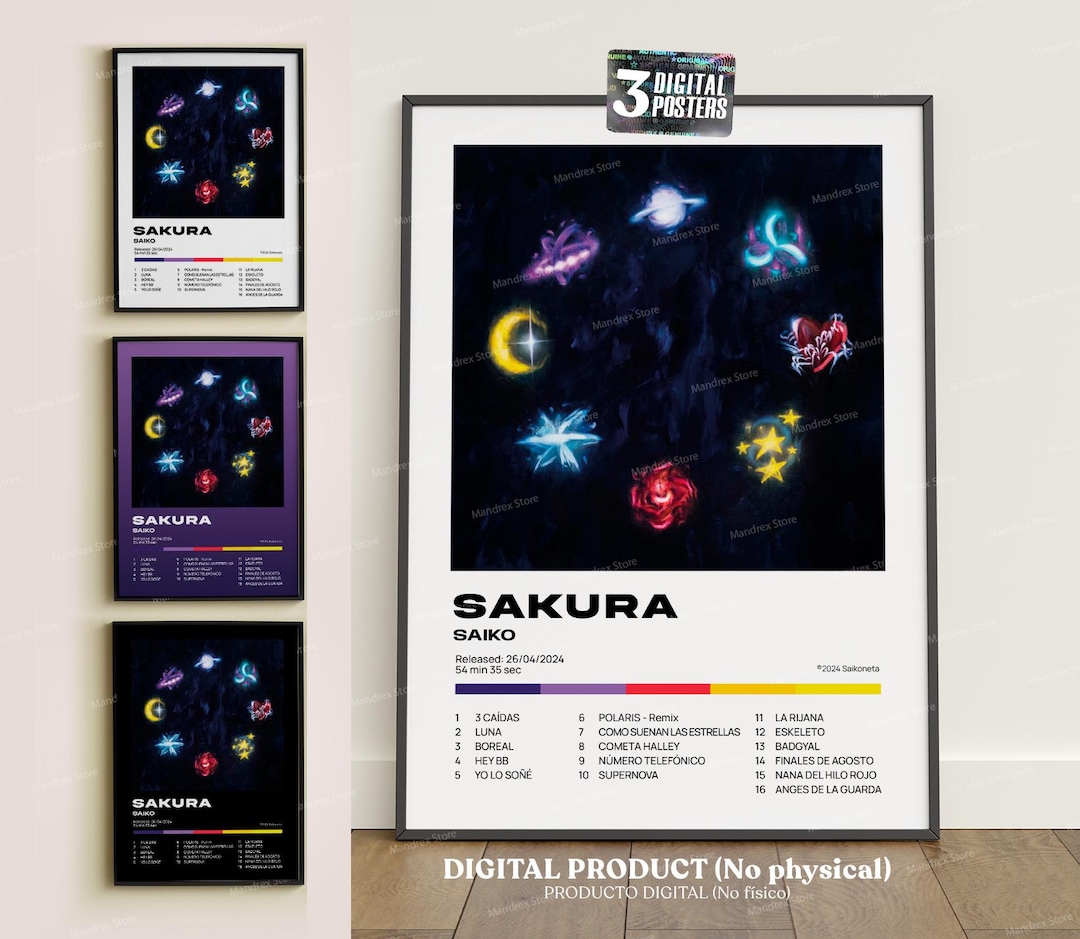 SAKURA SAIKO, 3 Digital Album Covers, Digital Printable, Poster, Home ...