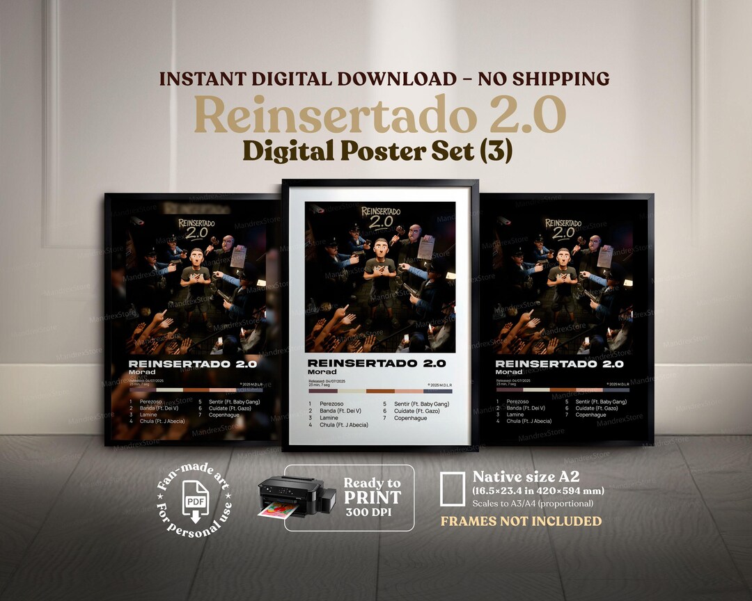 MORAD – Reinserted 2.0, 3x1 Printable Digital Album Poster, Wall Decor ...
