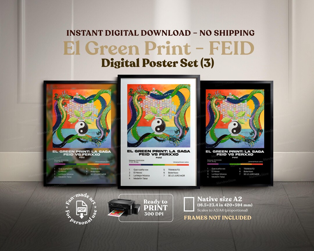 Feid El Green Print FEID VS FERXXO (3x1), Digital Album Poster ...