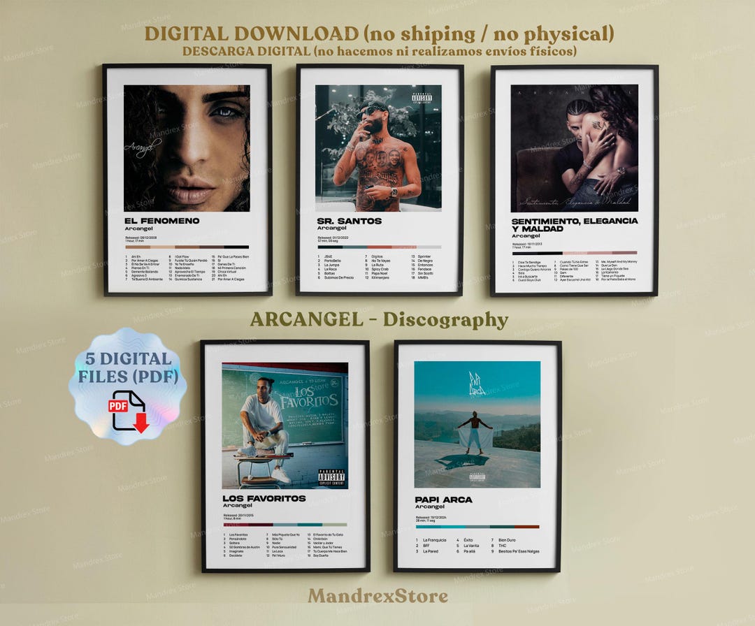 ARCANGEL, (5x1) Digital Album Covers, A2 Digital Printable, Poster ...