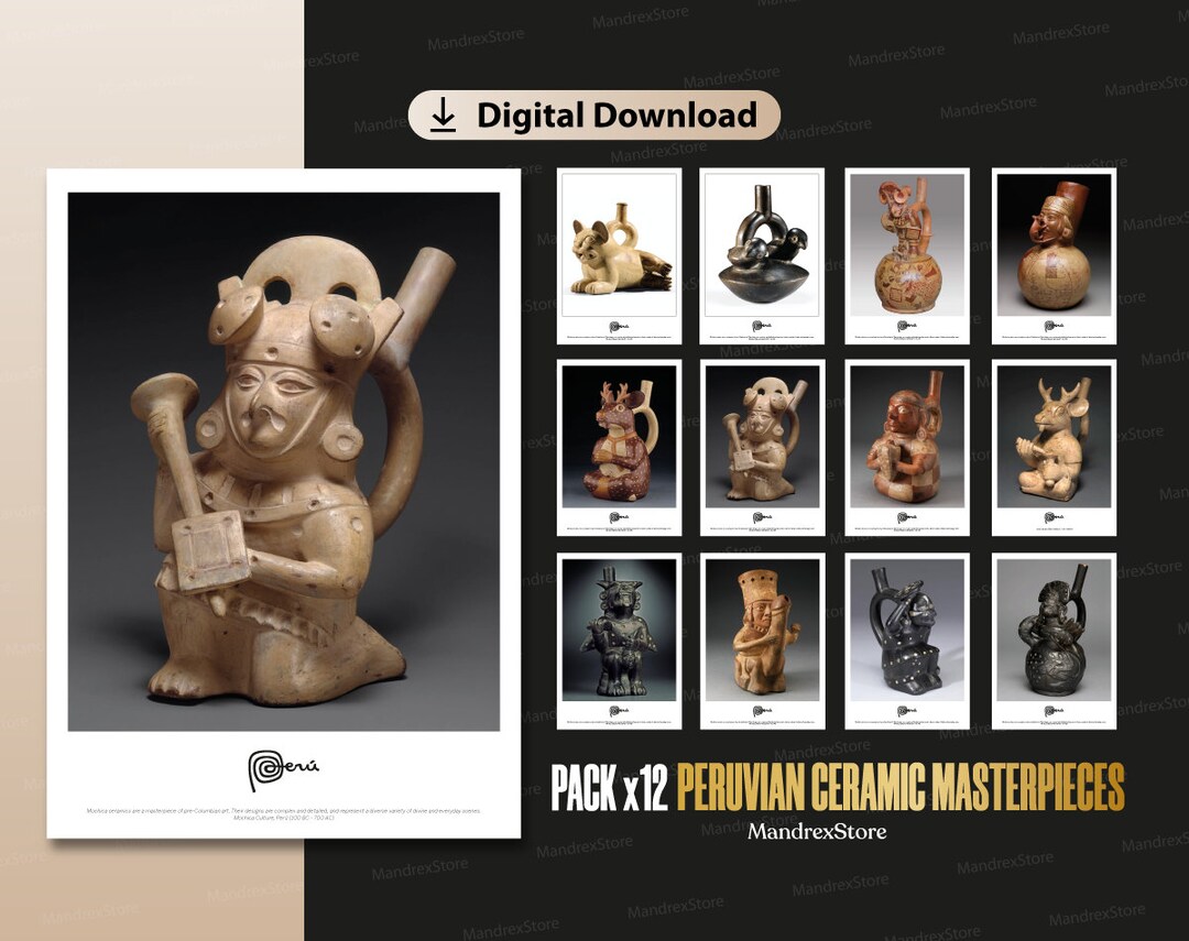 Peruvian Ceramic Masterpieces Pack X12 Mochica Art, Ancestral ...