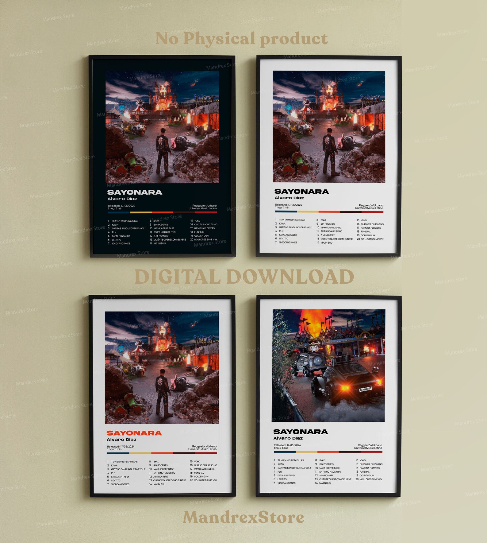 SAYONARA Alvaro Diaz, 4 Album Covers, Digital Printable, Poster, Home ...