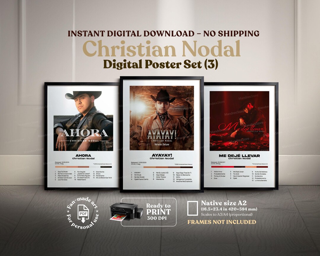 Christian Nodal Poster Pack (3x1) – Me Dejé Llevar, Ahora & AYAYAY ...