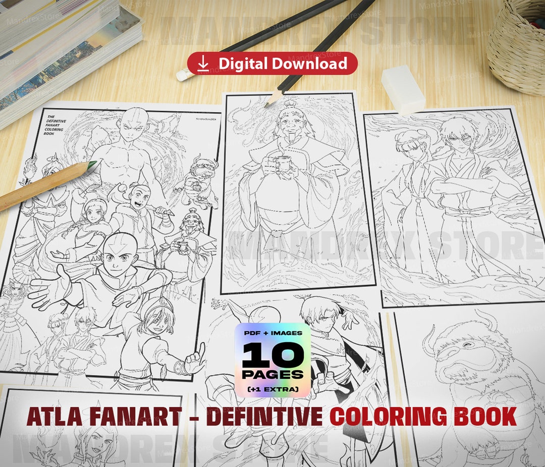 ATLA Definitive Fanart Coloring Book for Print, 11 Character Pages ...