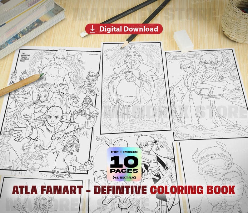 ATLA Definitive Fanart Coloring Book for Print, 11 Character Pages ...
