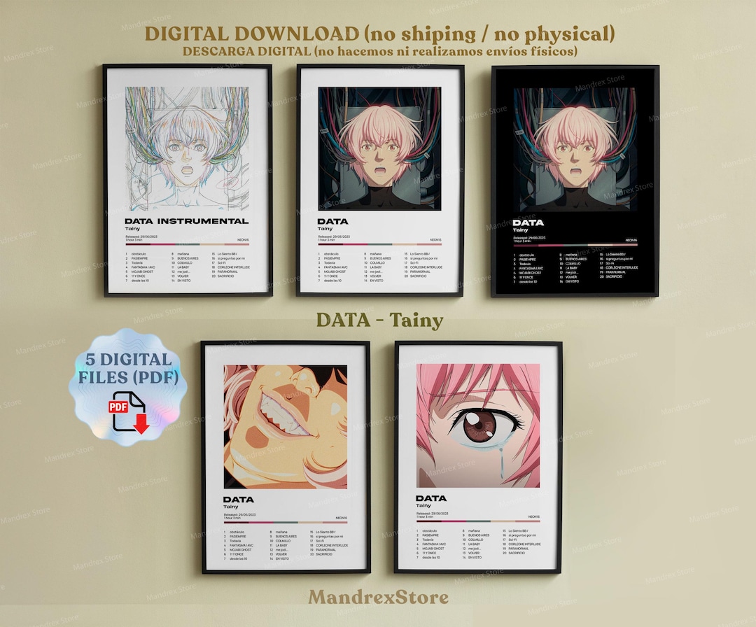 Tainy – DATA (5x1) Poster Pack | Printable Album Cover Set | Futuristic Latin Urban Wall Art ...