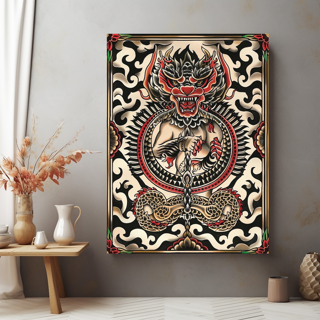 Evil Tattoo Canvas, Devil Tattoo Canvas, Satan Tattoo Canvas, Tiger ...