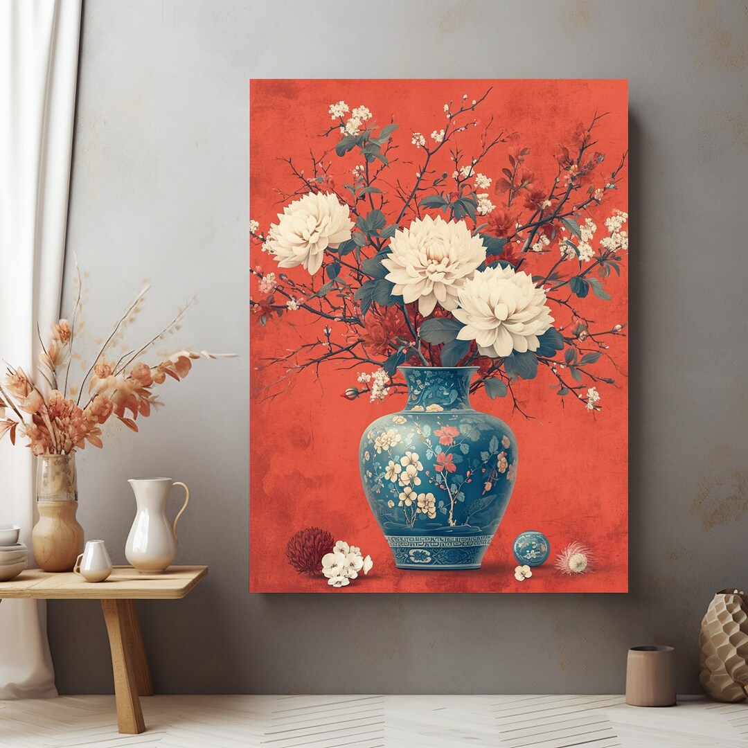 Flowers in a Vase, Flowers Canvas, Oil Flowers Themed Canvas, Colorful ...