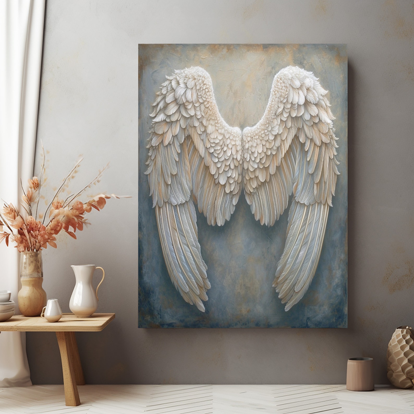 Angel Wings Painting, Angel Wall Art, Angel Canvas, Angel Wings Canvas ...