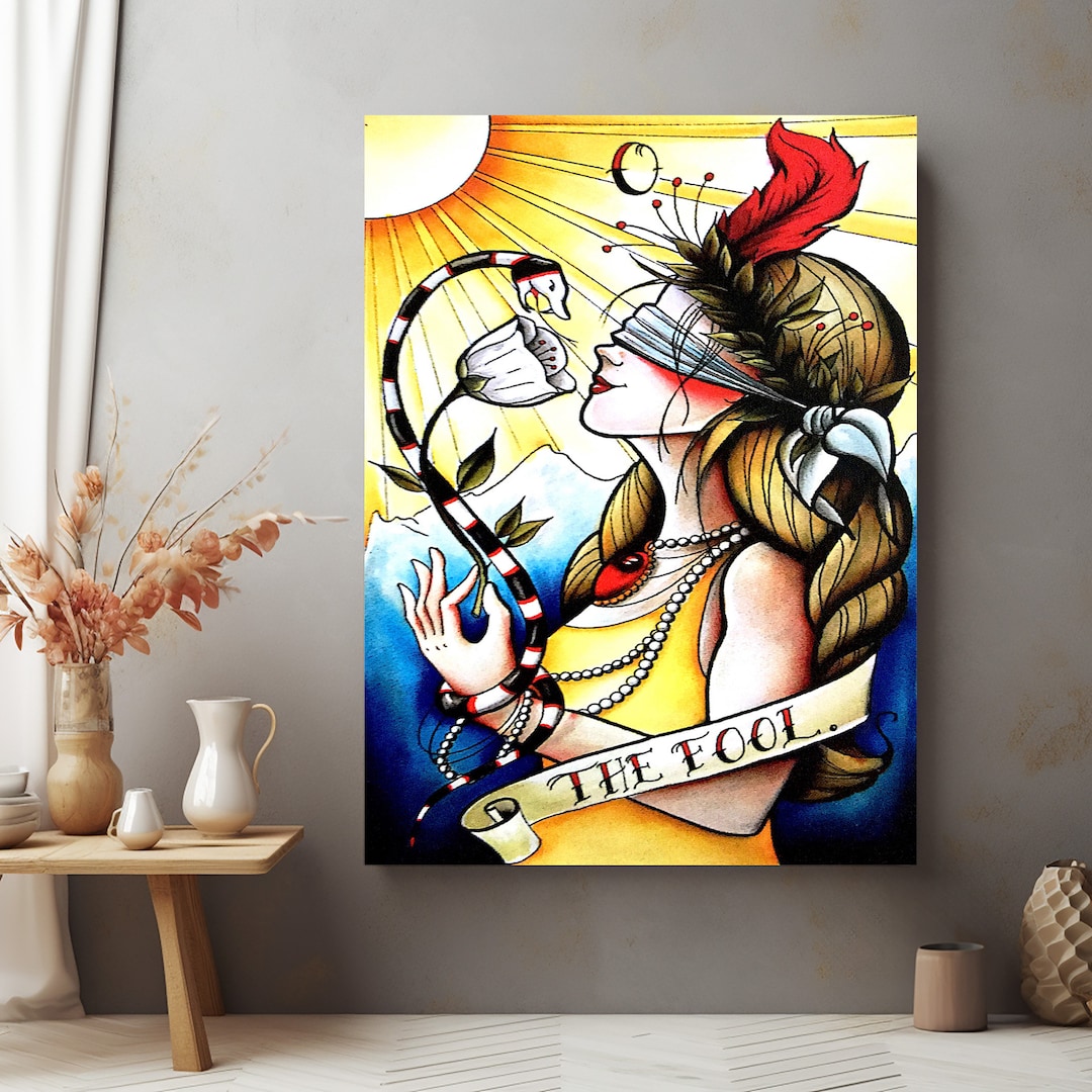 The Fool, the Fool Tattoo Canvas, the Fool Tarot Card Canvas,tattoo ...