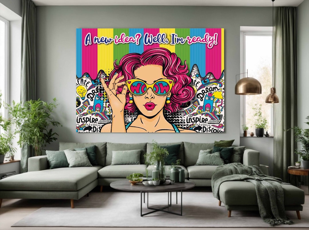 Pop Art Canvas, Pop Art, Pop Art Wall Art, Colorful Canvas, Woow Canvas ...