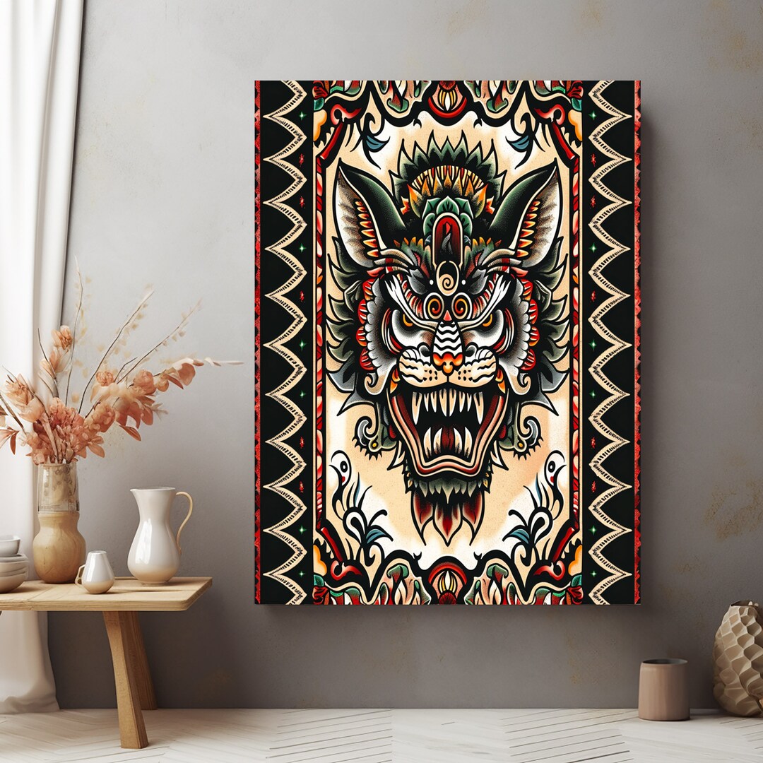 Evil Tattoo Canvas, Devil Tattoo Canvas, Satan Tattoo Canvas, Tiger ...